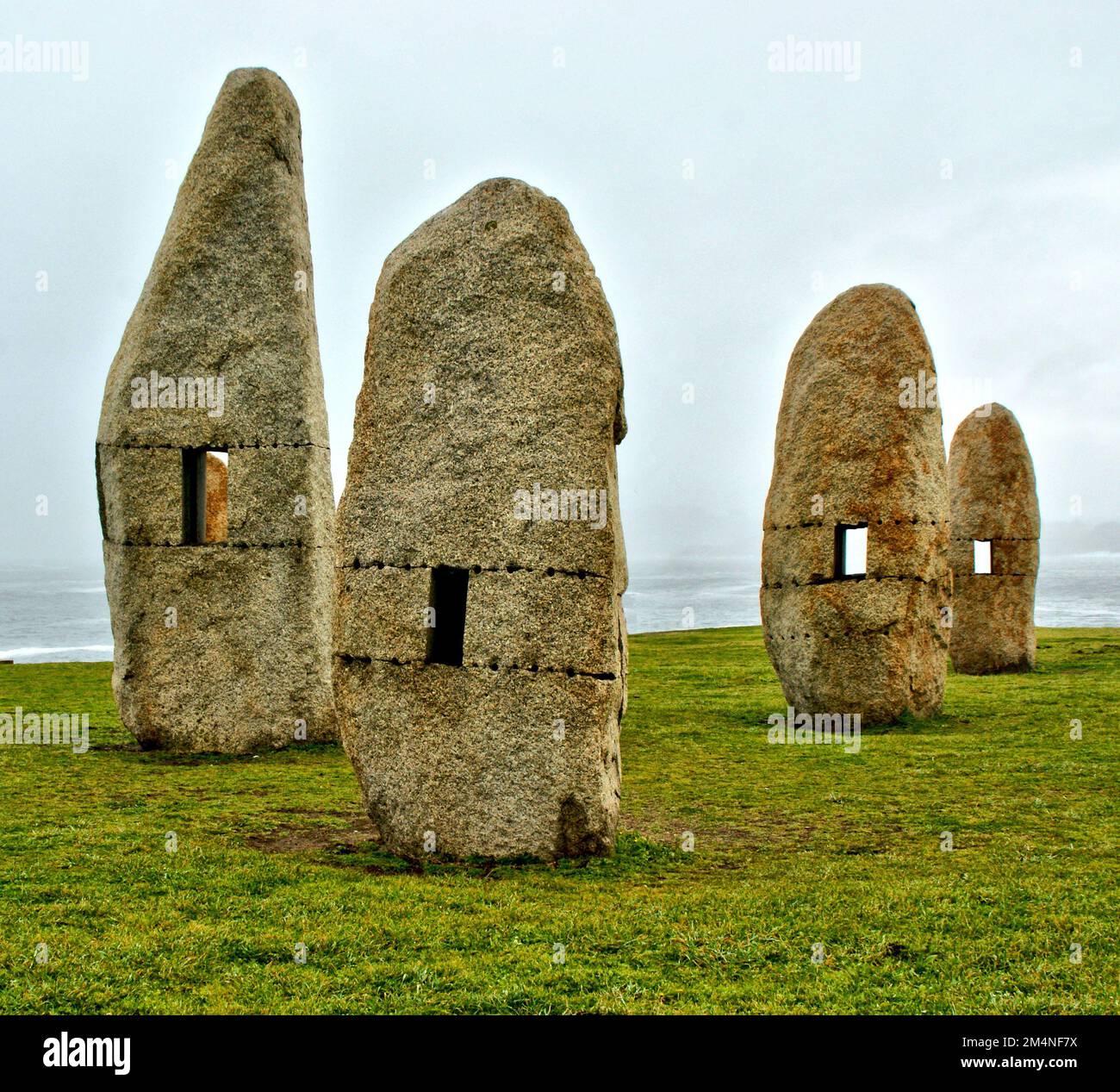 Menhirs for Peace in A Coruna, Spain Stock Photo - Alamy