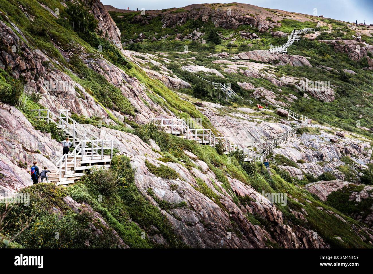 A family of tourists hiking the Battery Trail along Signal Hill in St ...