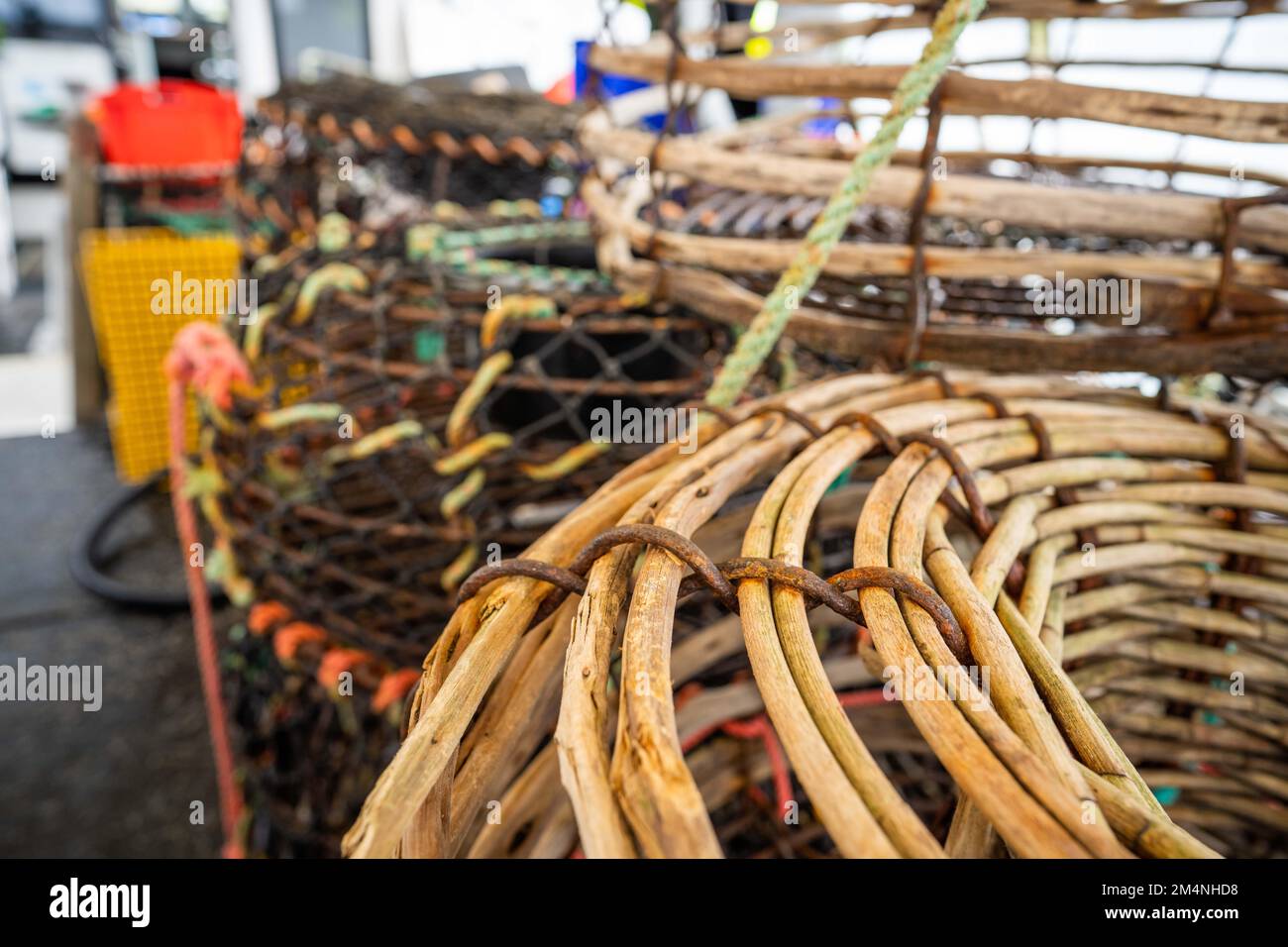 crayfish cray pots on the back of a fishing boat in tasmania australia ...