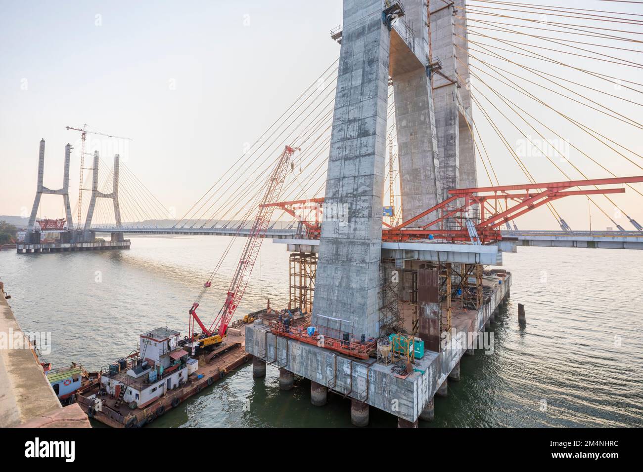 Cortalim, Goa - India - Dec 25th 2022: New Zuari Bridge - Cable Bridge ...