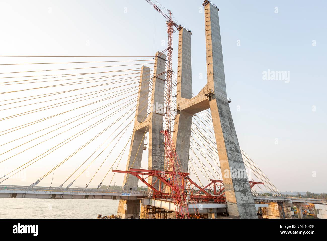 Cortalim, Goa - India - Dec 25th 2022: New Zuari Bridge - Cable Bridge ...