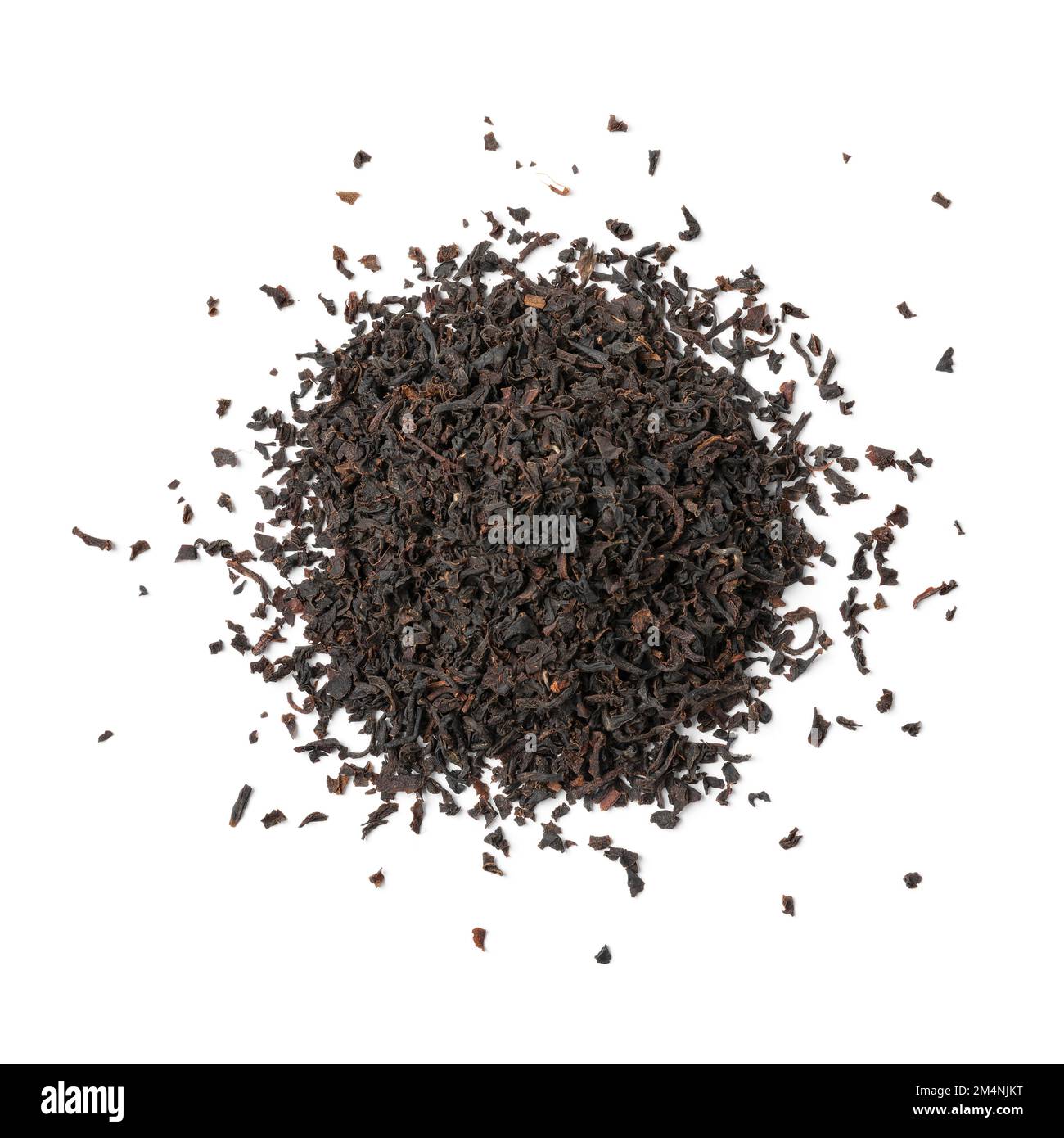 Heap of Uva Highlands dried tea leaves close up isolated on white ...