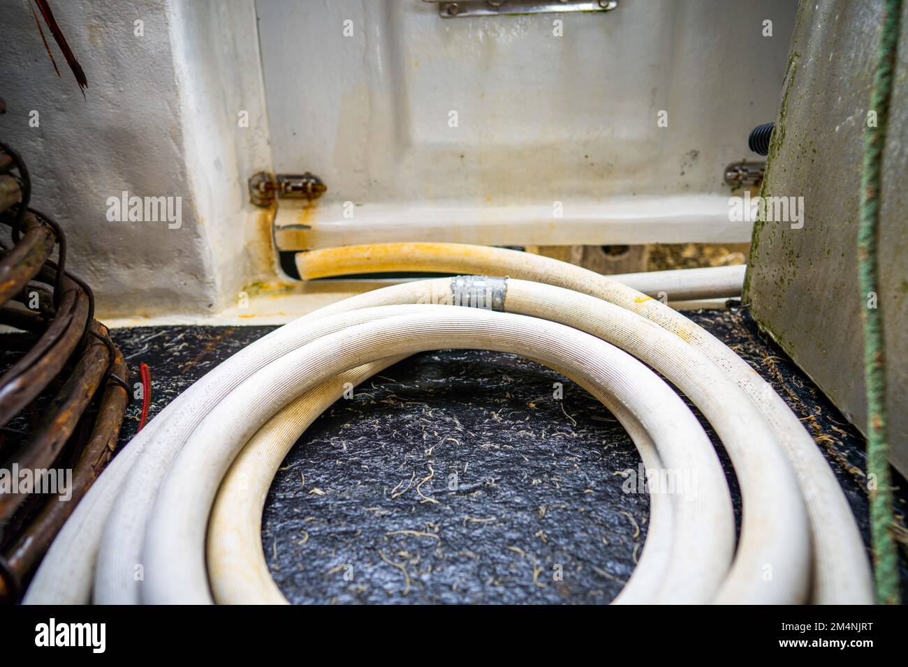 fishing boat white water hose on a crayfish boat in australia Stock ...