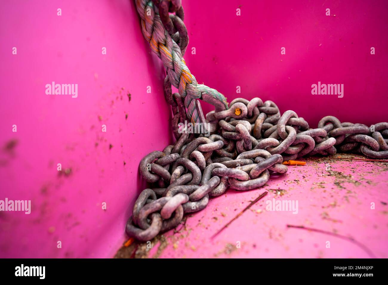 chain in a fish bin on a fishing boat in australia Stock Photo - Alamy
