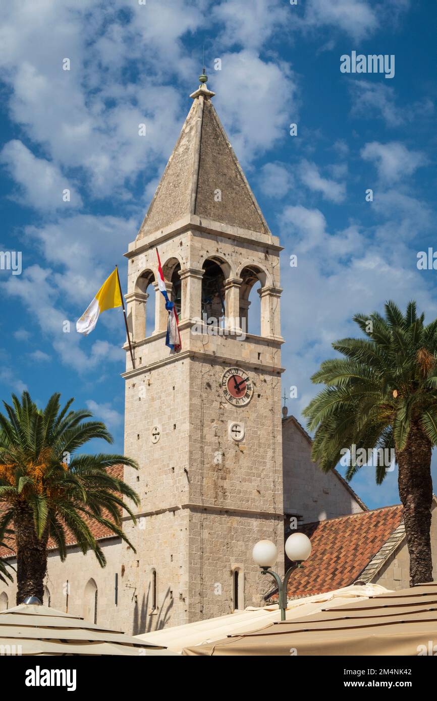 Church tower in the old town of Trogir in Croatia in Europe Stock Photo ...