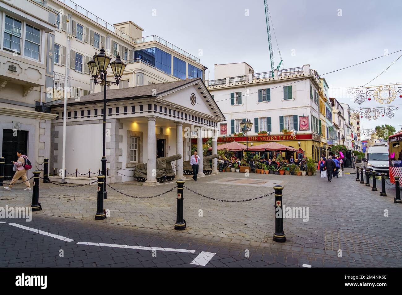 Main Street, Gibraltar, UK, November 11, 2022: A typical building of ...