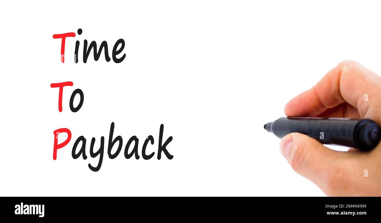TTP time to payback symbol. Concept words TTP time to payback on white ...
