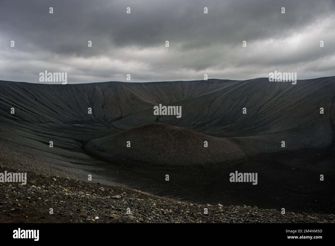 Hverfjall ring volcano crater in Myvatn region of North Iceland Stock ...