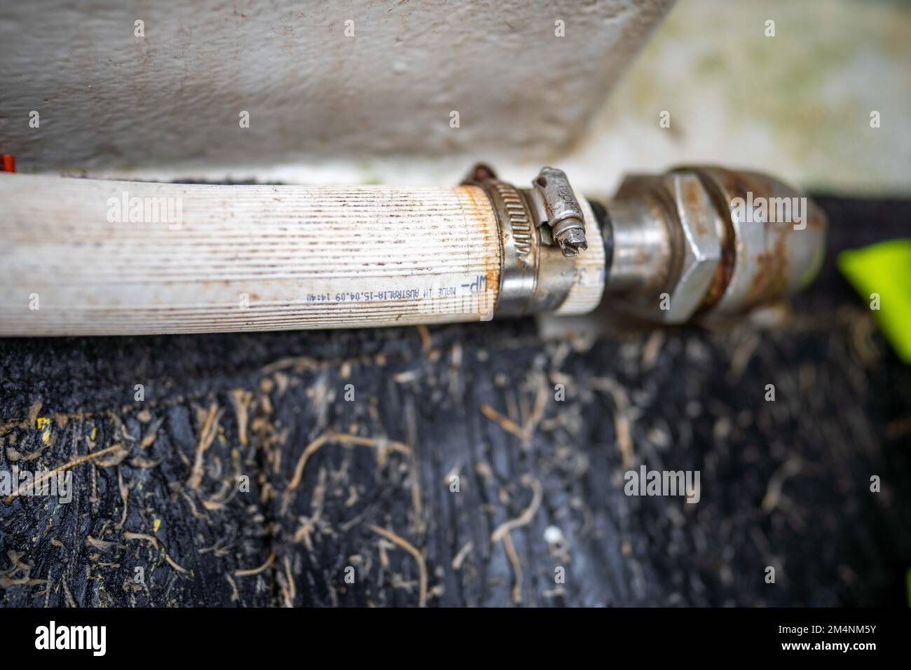 fishing boat white water hose on a crayfish boat in spring Stock Photo ...
