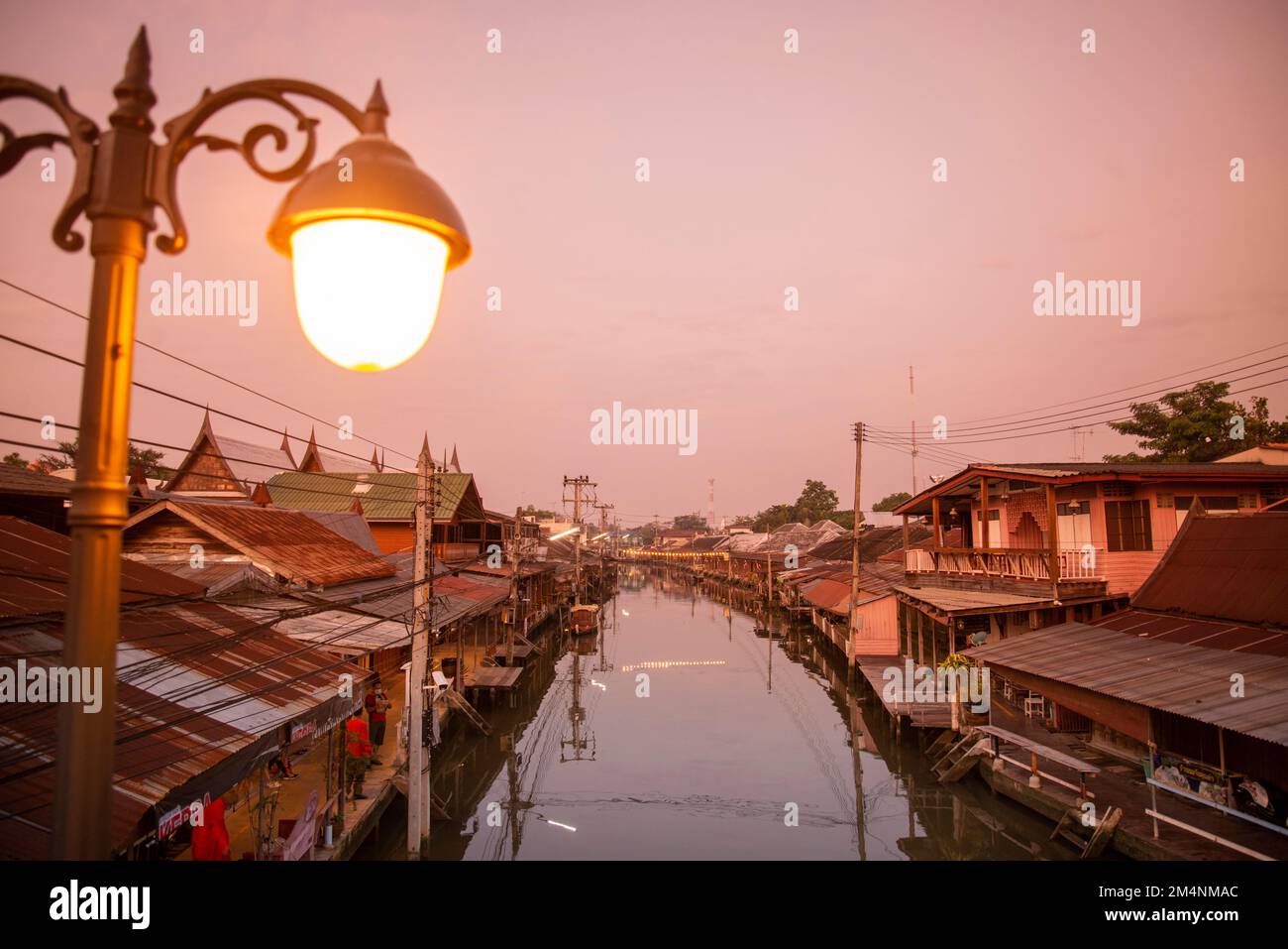 the architecture at the Klong Chula of the Mae Klong River in the Town ...