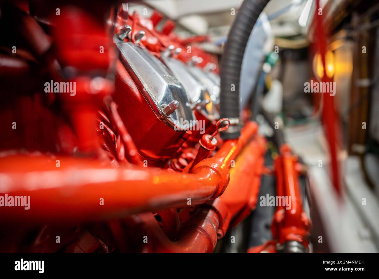 clean red engine and motor in a boat Stock Photo - Alamy