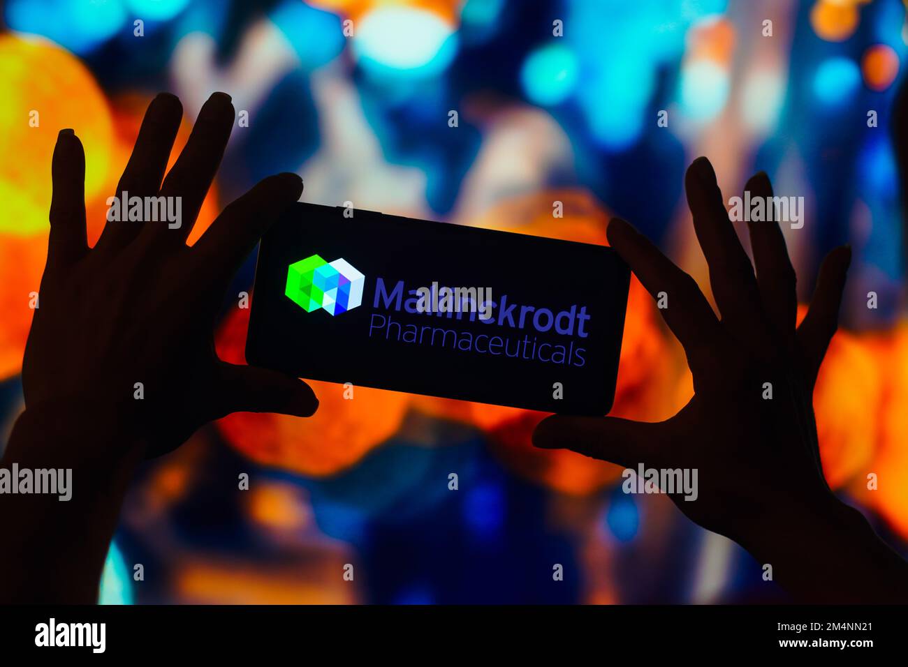 In this photo illustration, the Mallinckrodt Pharmaceuticals logo is ...