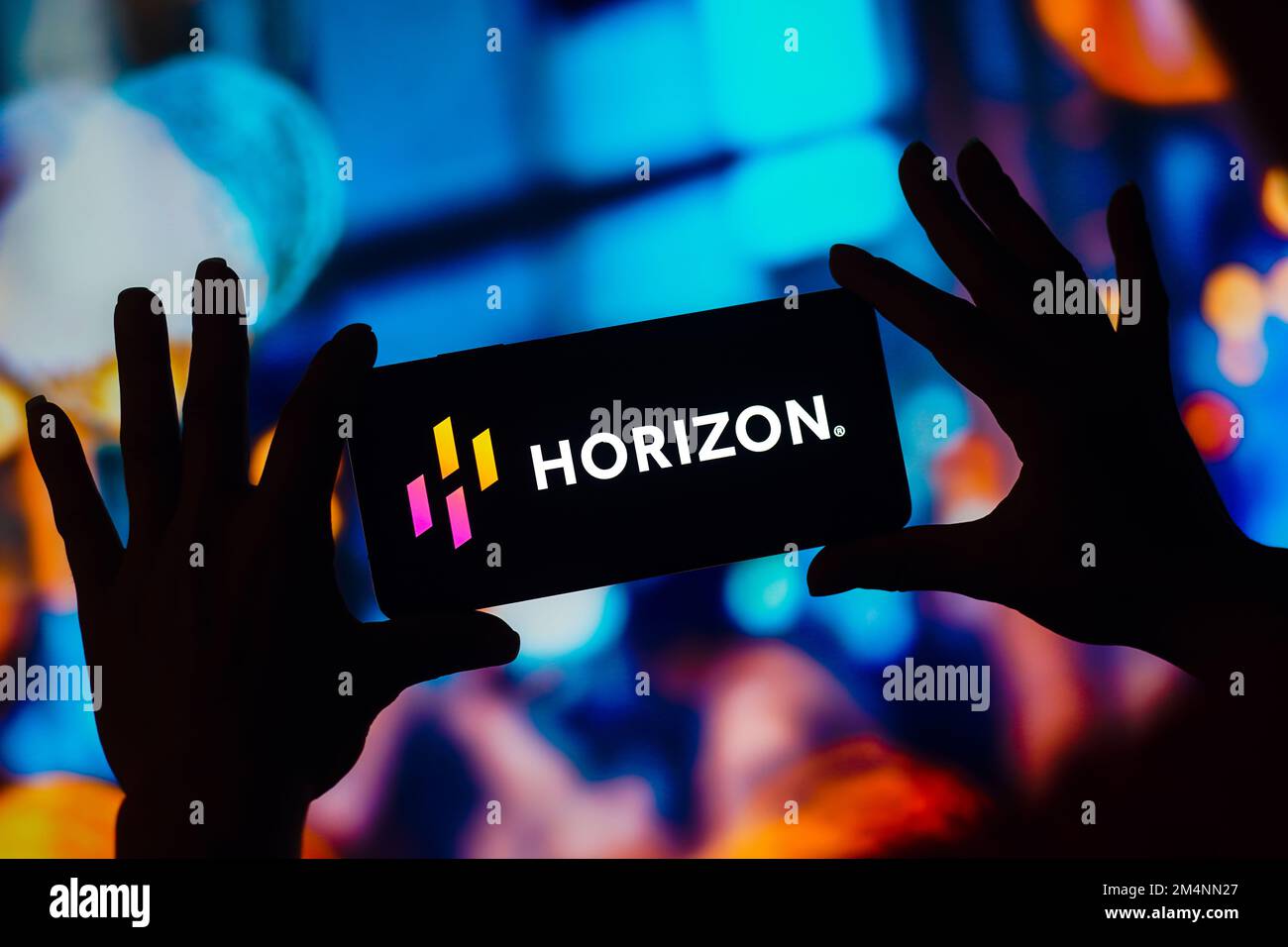 In this photo illustration, the Horizon Therapeutics logo is displayed ...