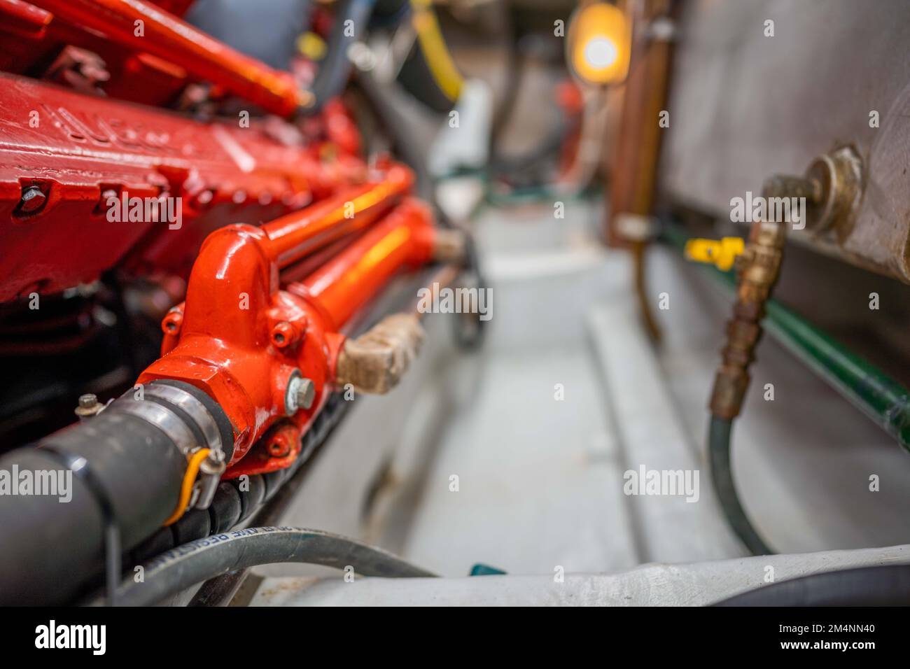 clean red engine and motor in a boat Stock Photo - Alamy