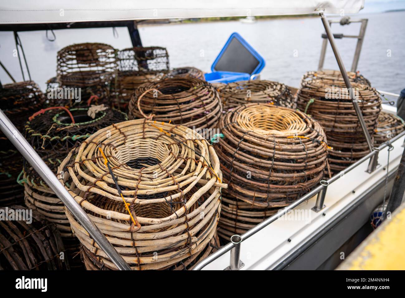 crayfish cray pots on the back of a fishing boat in tasmania australia ...