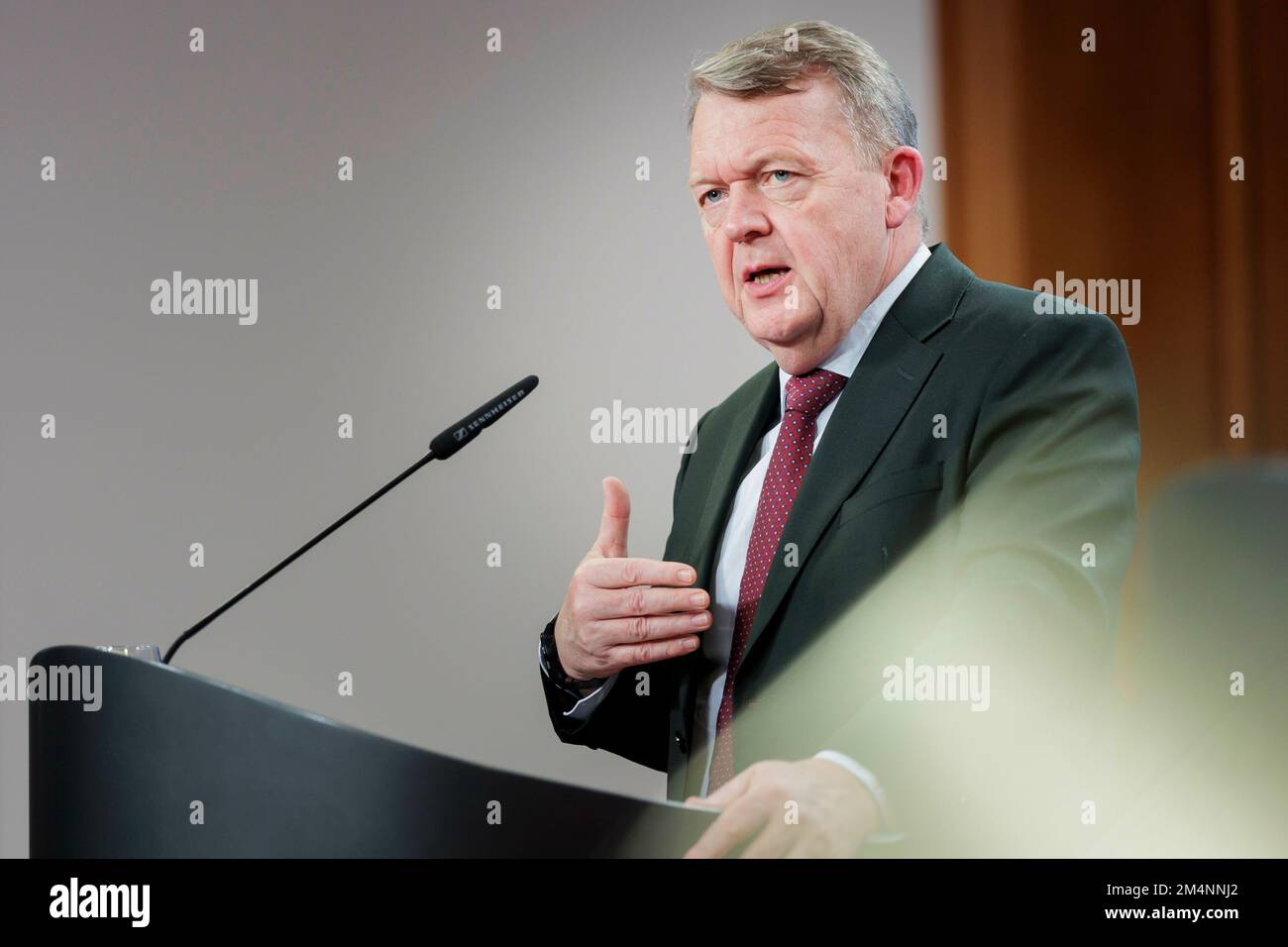 Lars Lv?kke Rasmussen, Foreign Minister of Denmark, during a press ...