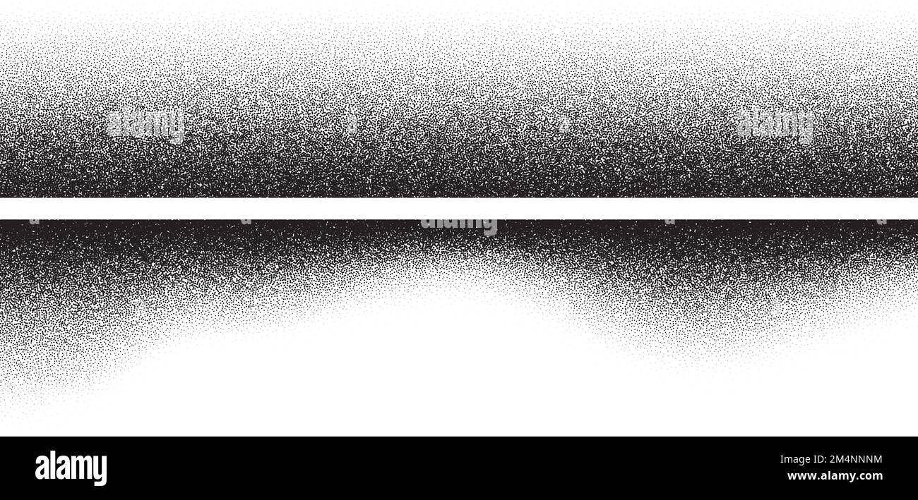 Black noise stipple dots halftone pattern on white horizontal ...