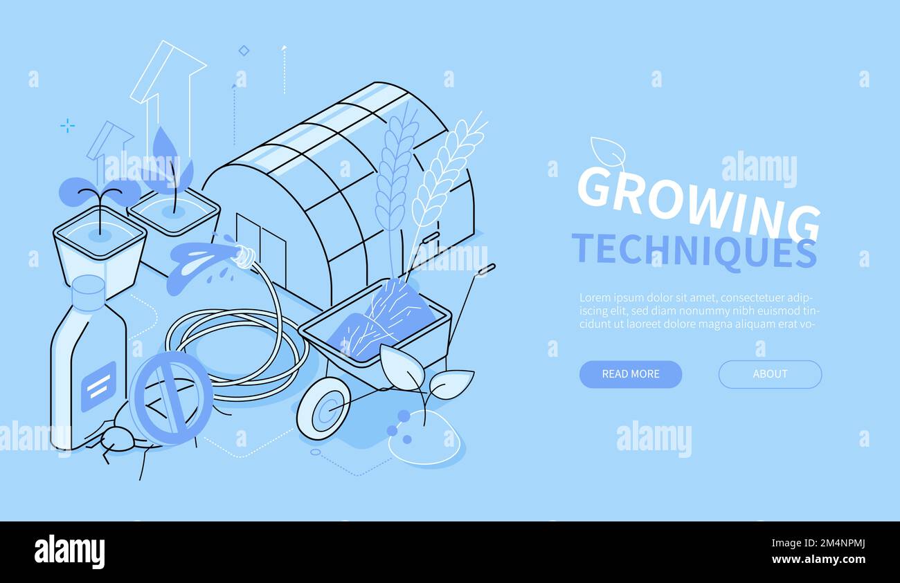 Growing technologies - line design style isometric web banner Stock ... Growing technologies - line design style isometric web banner Stock ...