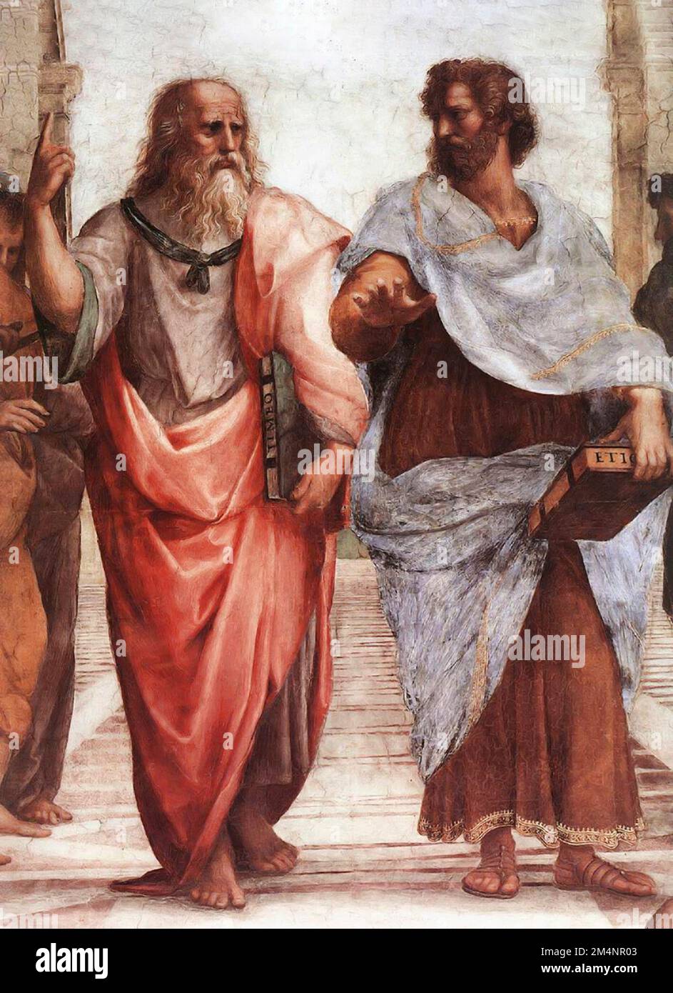 Plato and Aristotle (right), detail from the "School of Athens" fresco ...