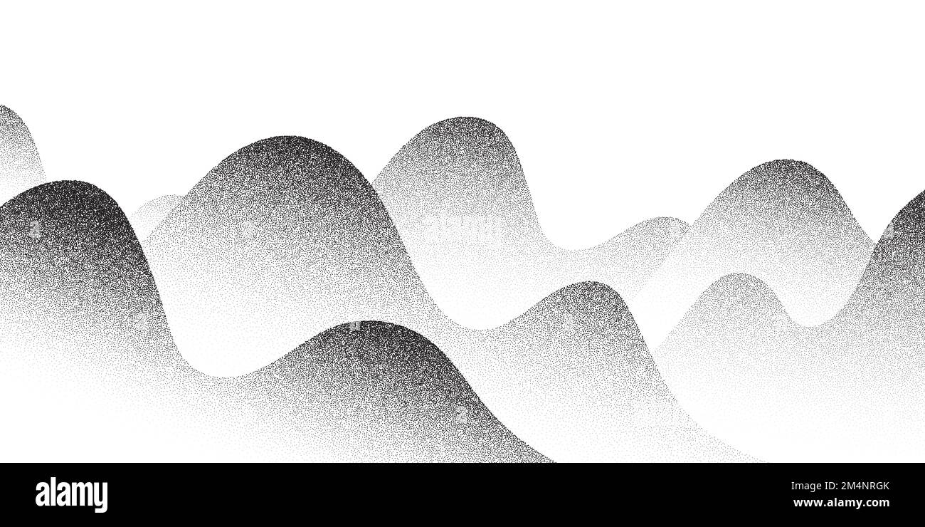 Dot stipple mountain illustration, hill sand grain dots pattern ...