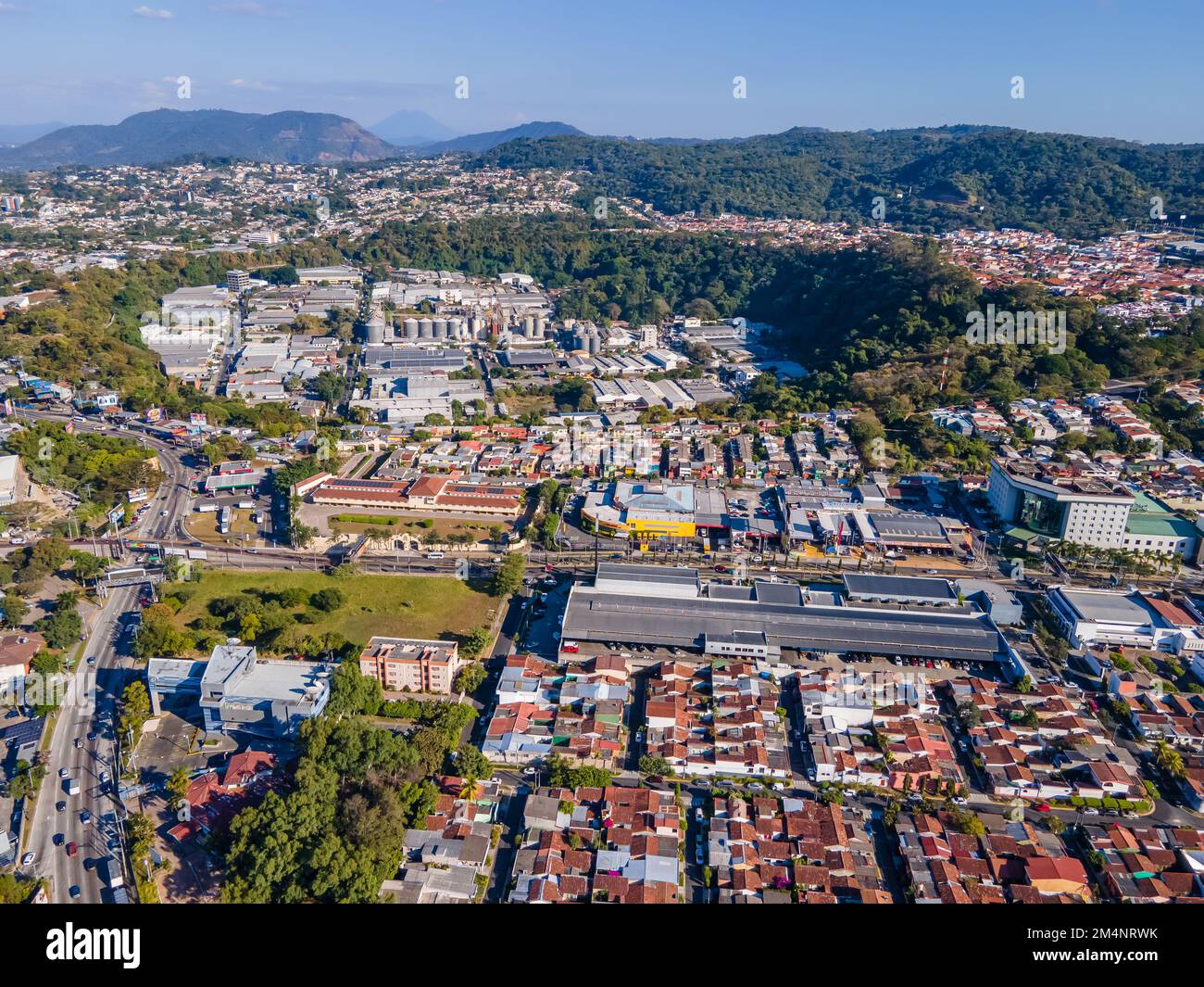 Beautiful aerial view of the city and buildings of Tegucigalpa in ...