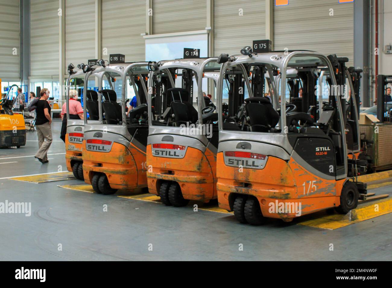 Bremen, Germany 2013. Still battery forklift trucks standing in the ...