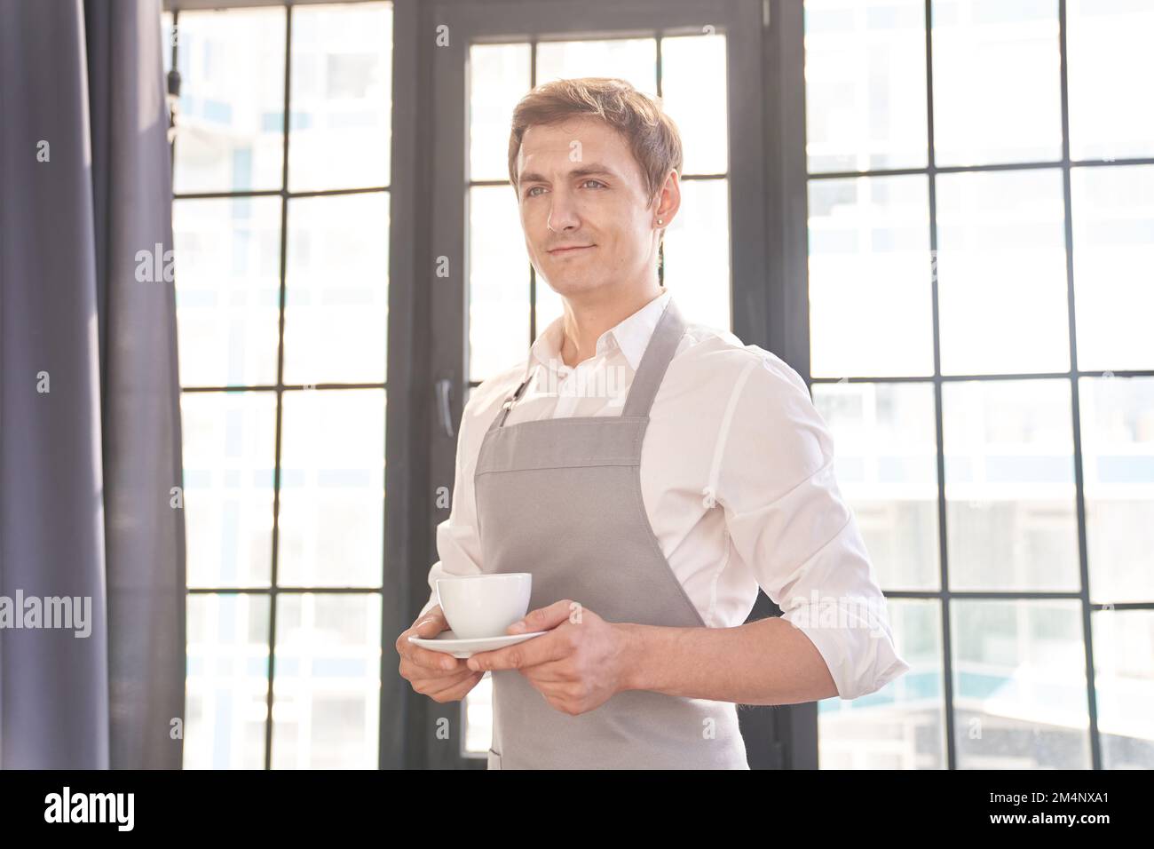 Barista bar serves coffee in hi-res stock photography and images - Alamy