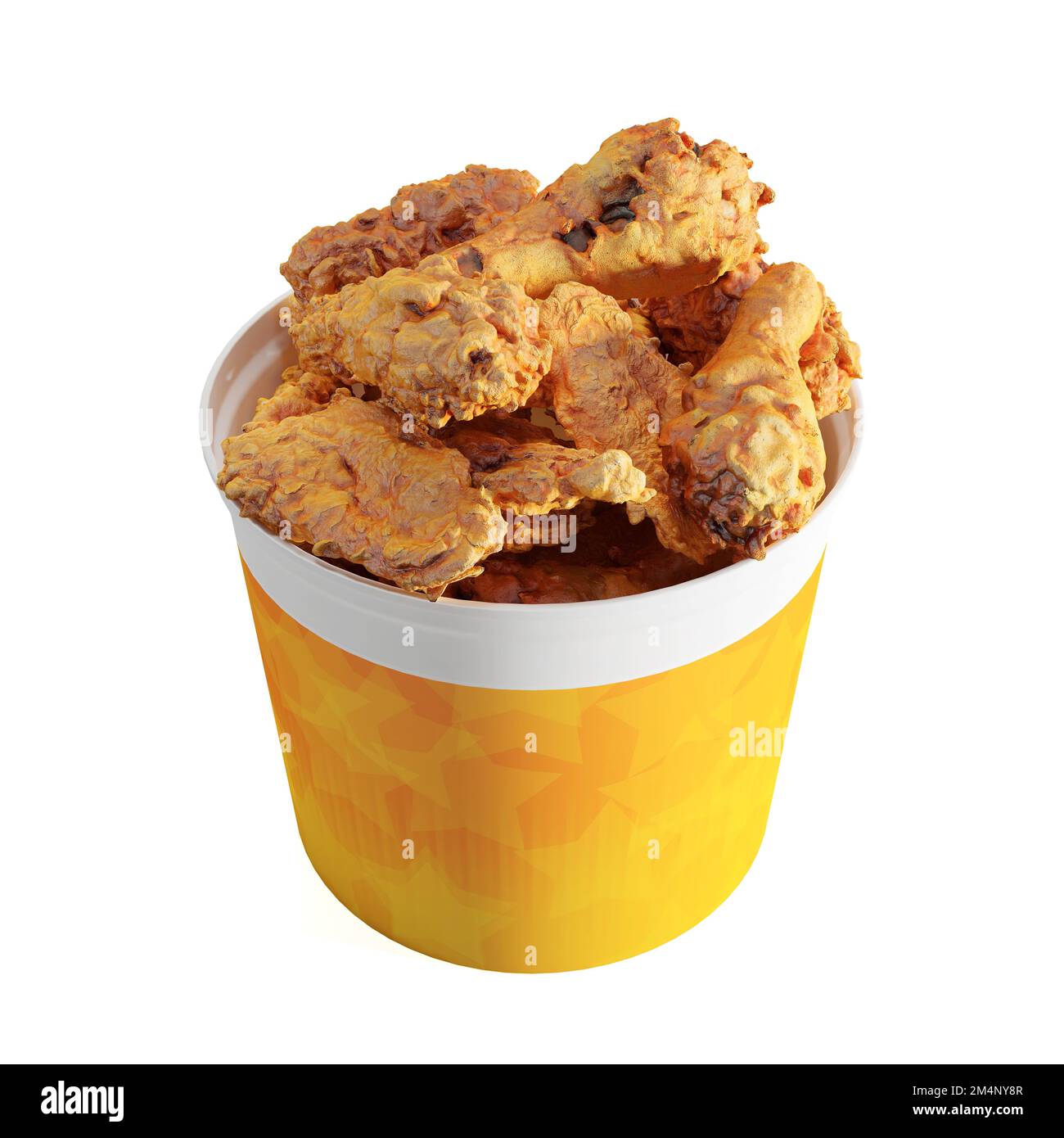 The 3d fried chicken bucket isolated on a white background Stock Photo ...