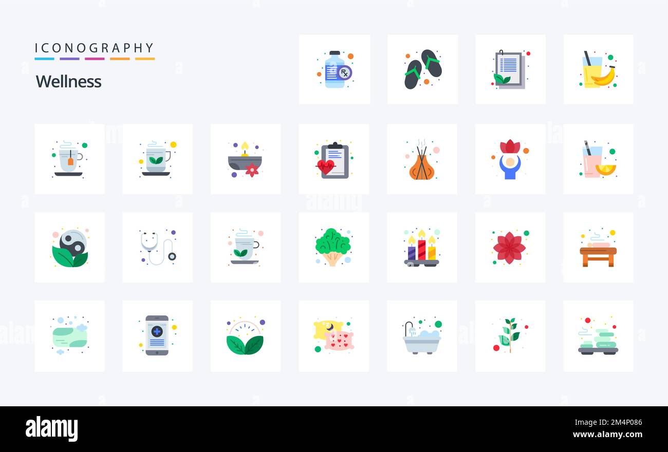25 Wellness Flat color icon pack Stock Vector Image & Art - Alamy