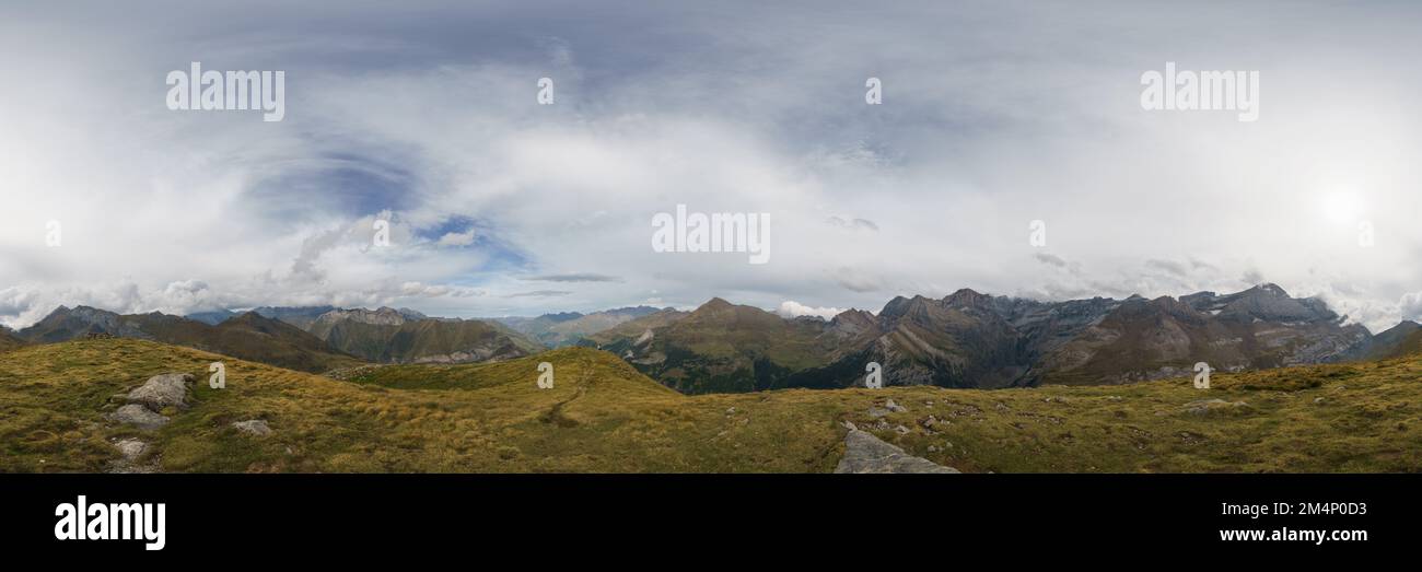 Panorama of beautiful high mountain landscape with Cirque de Gavarnie ...