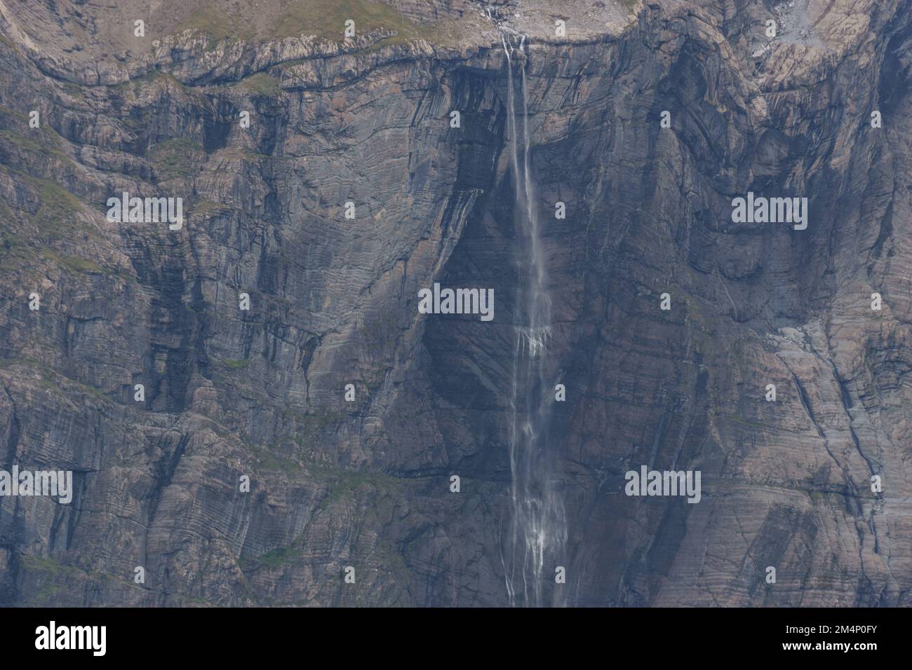 Distant detail view at famous Gavarnie waterfalls in french Pyrenees in ...