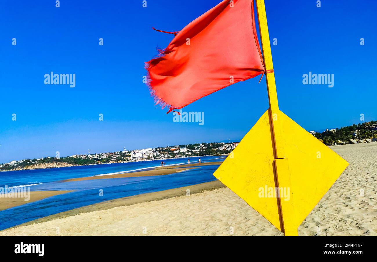 Red flag swimming prohibited high waves in Zicatela Puerto Escondido ...