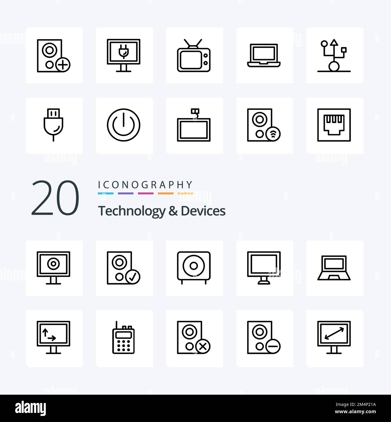 20 Devices Line icon Pack like devices screen bass display subwoofer Stock Vector Image & Art ...