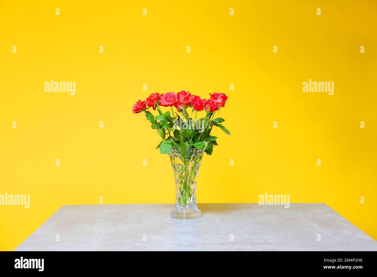 A vase of red roses with colour and hue shifts. Pop art effect Stock ...