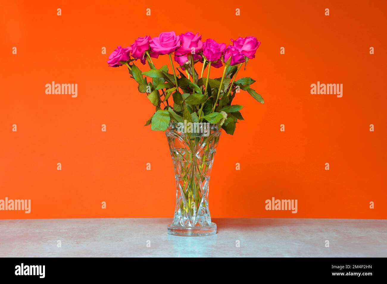 A vase of red roses with colour and hue shifts. Pop art effect Stock ...