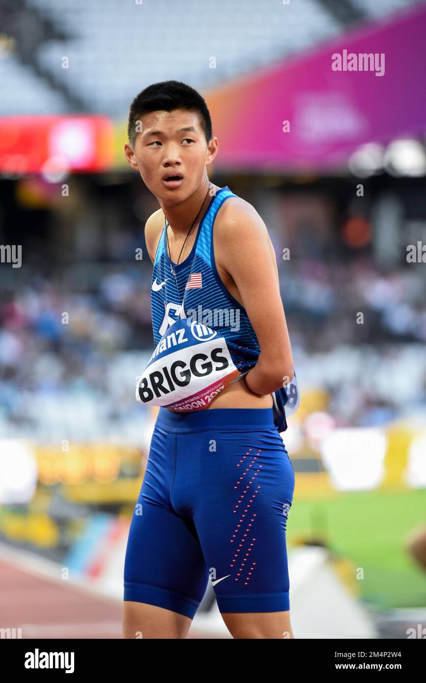 Jack Briggs after competing in T47 200m at the 2017 World Para Athletics Championships, London ...