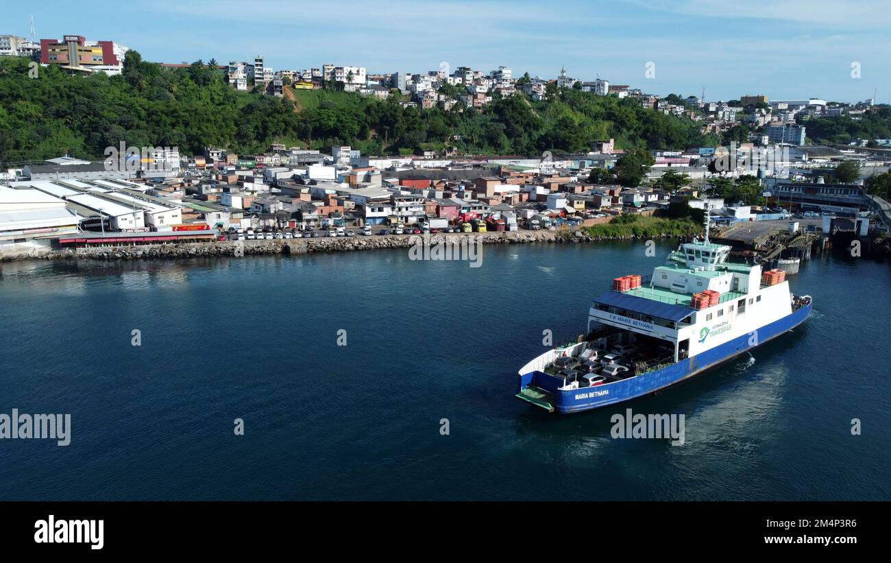 salvador, bahia, brazil - december 21, 2022: Aerial view of a ferry ...