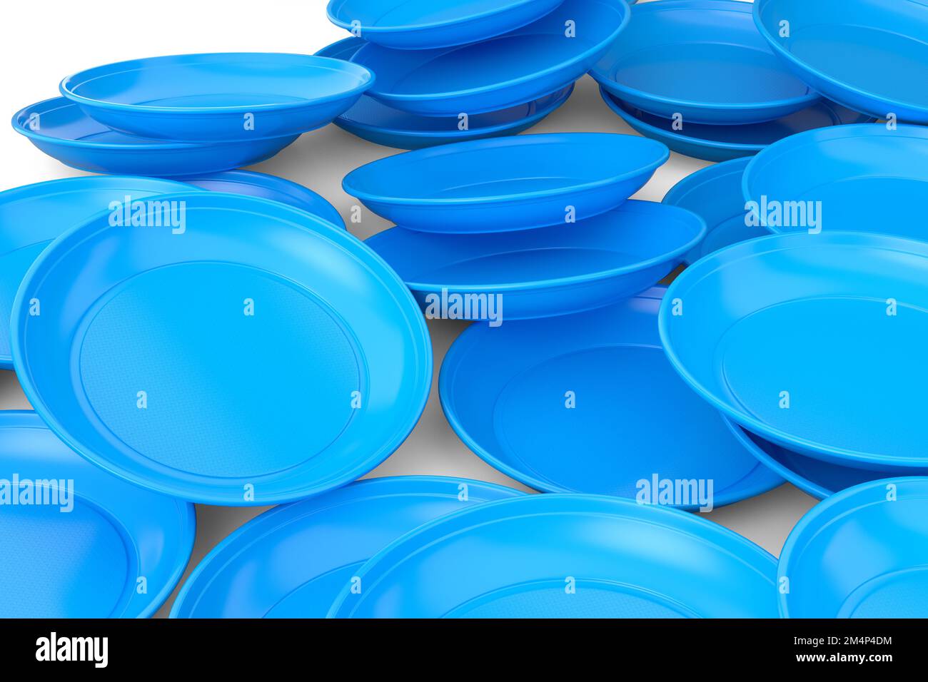 Heap of disposable utensils like plate on white background. 3d render ...