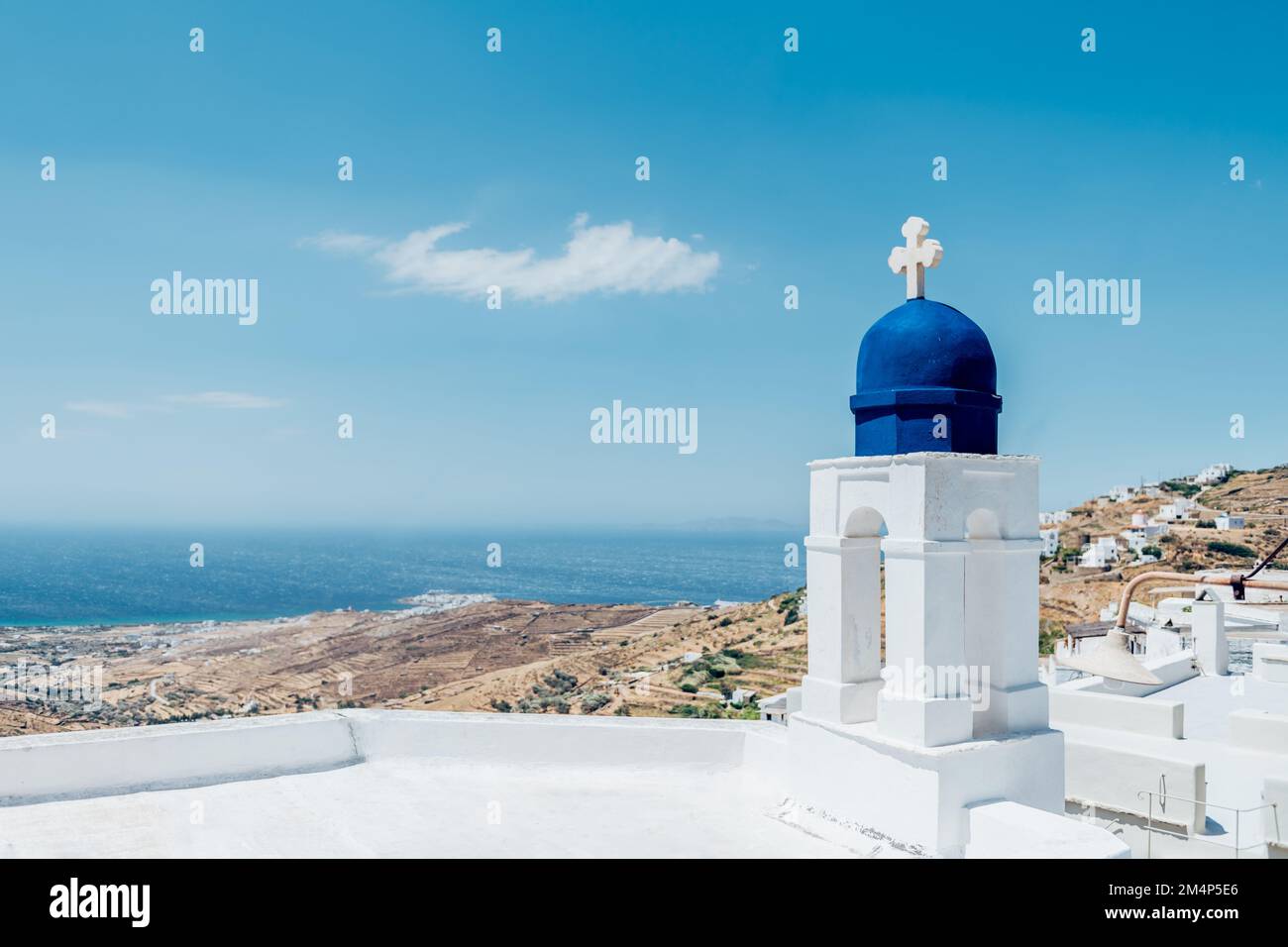 Blue church dome, Greece Stock Photo - Alamy