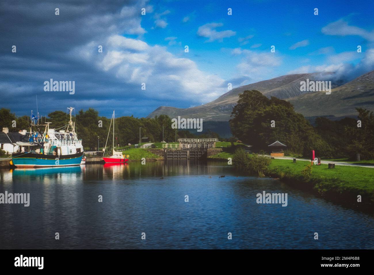 Corpach Basin near Fort William with the Corpach Double Lock providing ...