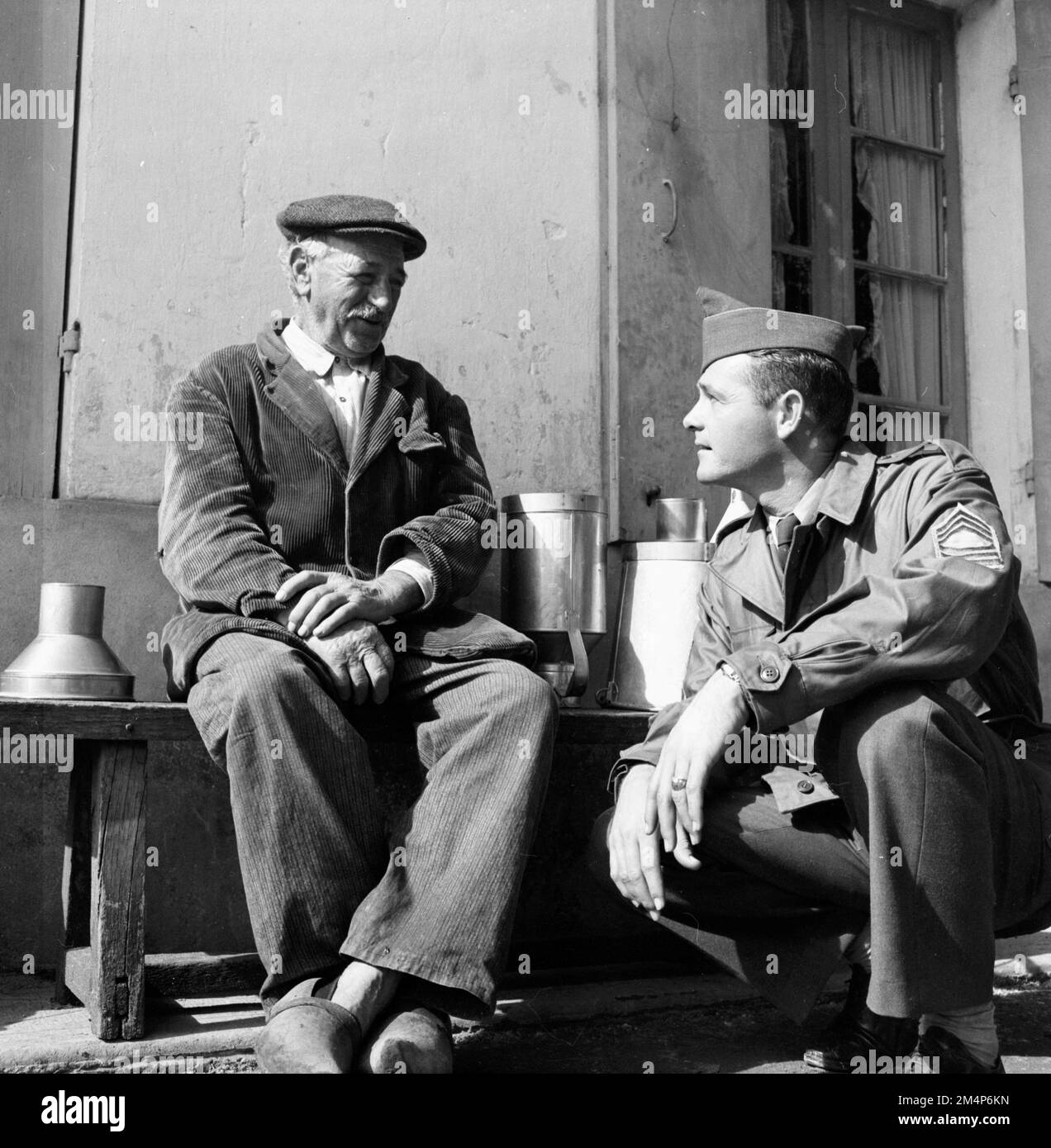 American Soldier Talking to French Peasant. Photographs of Marshall ...