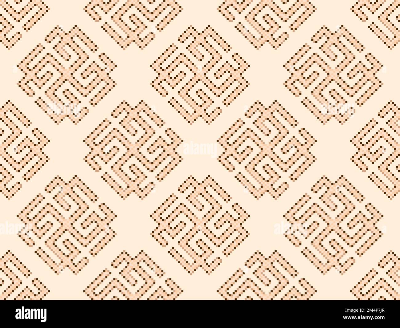 Seamless pattern with Svarozhich is a symbol of the Slavic god in pixel ...