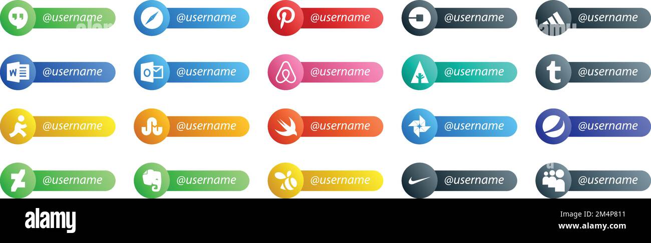 20 Social Media Follow Button. Username and place for text like pepsi ...