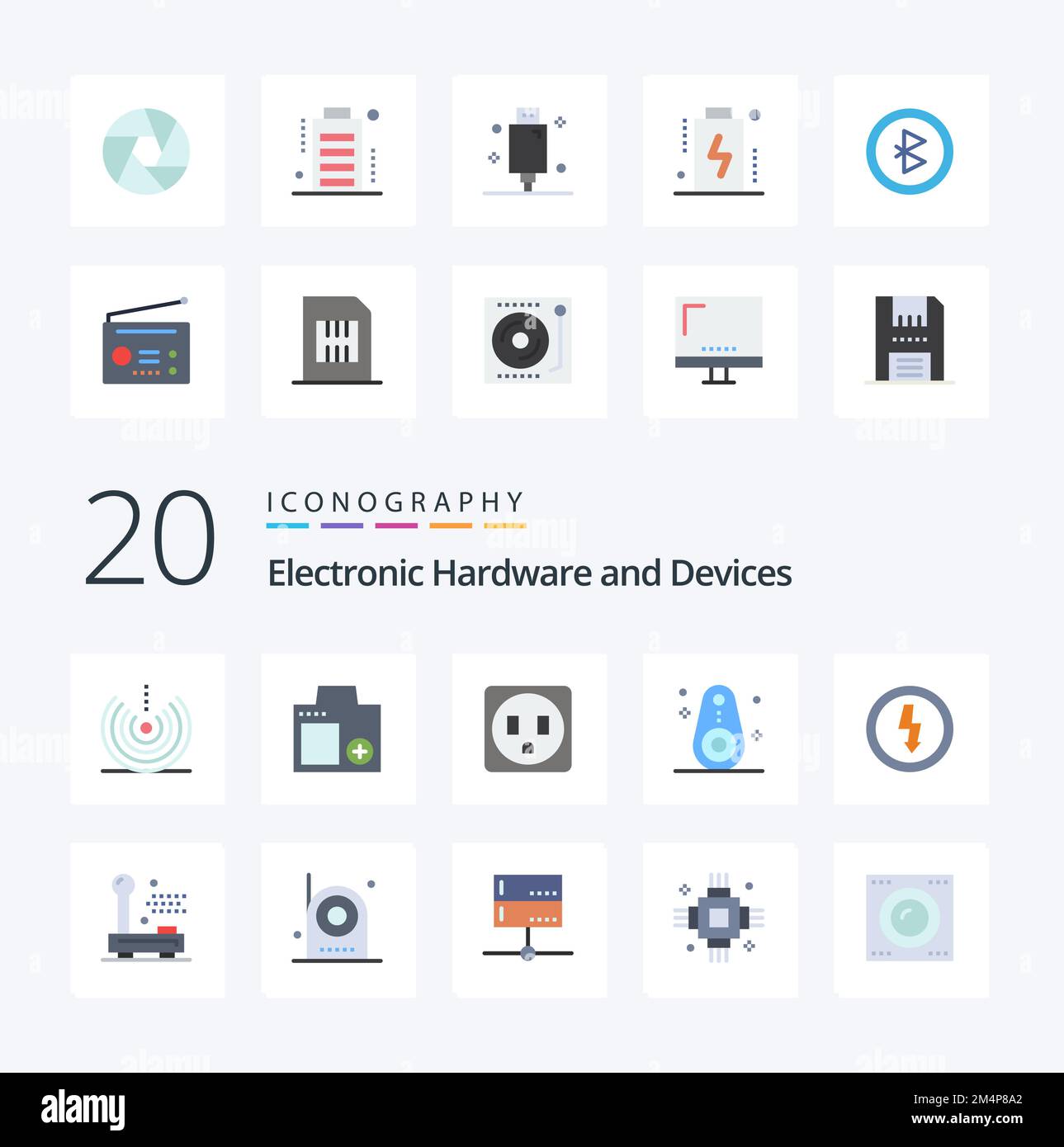 20 Devices Flat Color icon Pack like devices tracked photo outline bluetooth Stock Vector Image ...