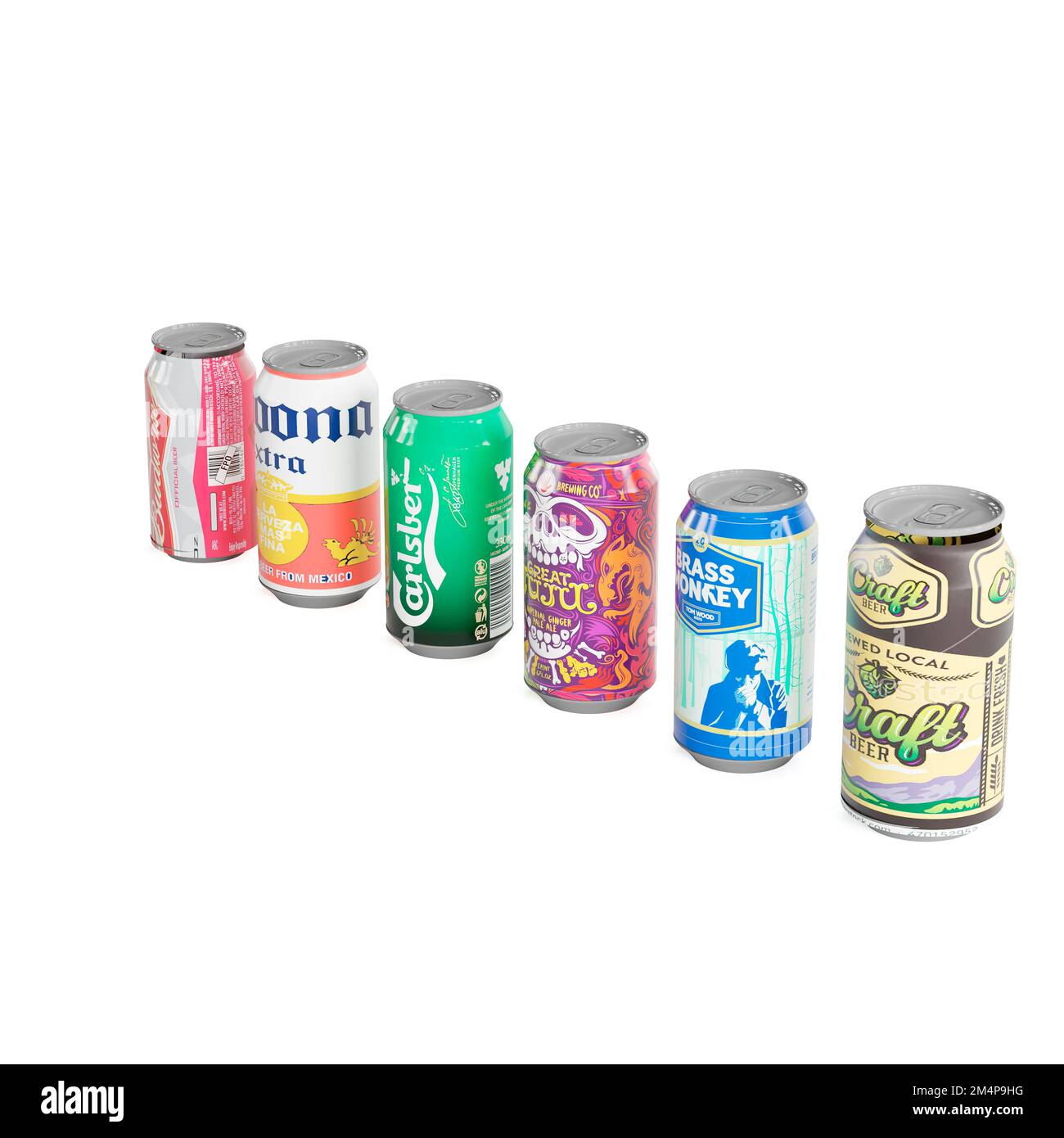 A 3d illustration of alcoholic drink cans isolated on white background ...