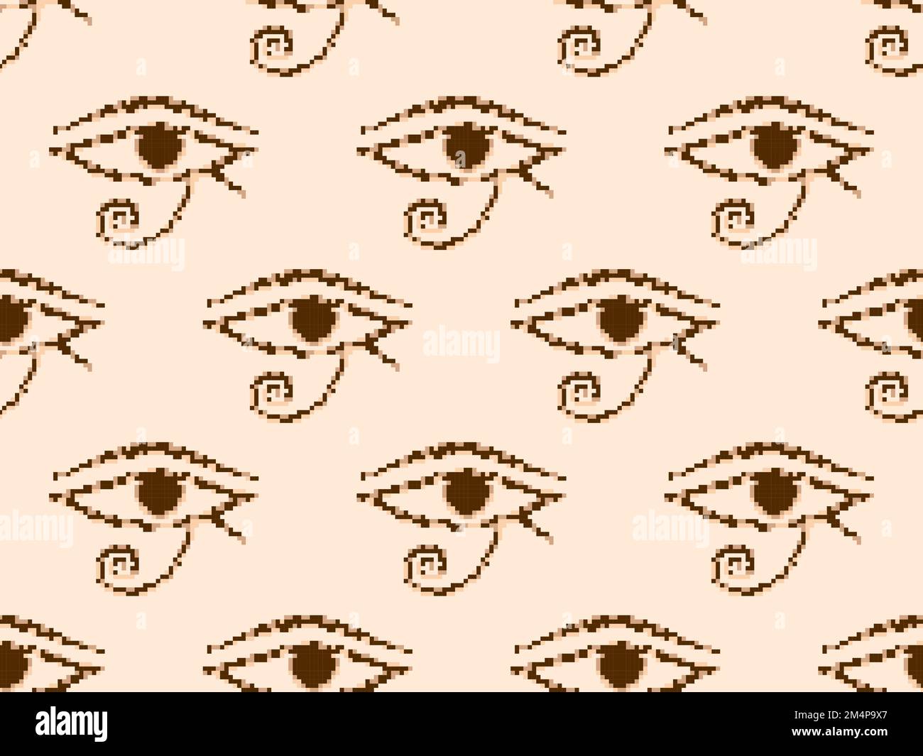 Eye of Horus in pixel style seamless pattern. Pixelated Eye of Ra ...