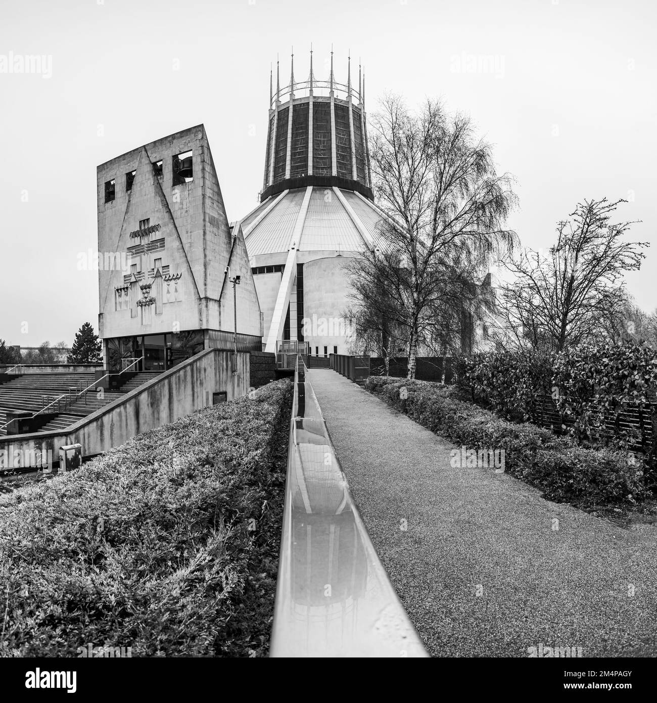 The Liverpool Metropolitan Cathedral pictured at the end of a pathway ...
