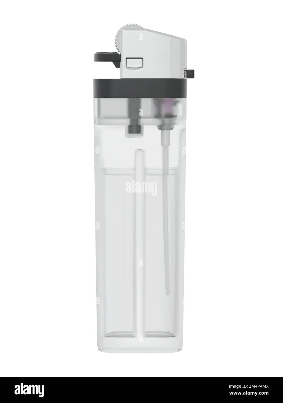 Plastic transparent classic lighter with lit fire. Vector illustration ...