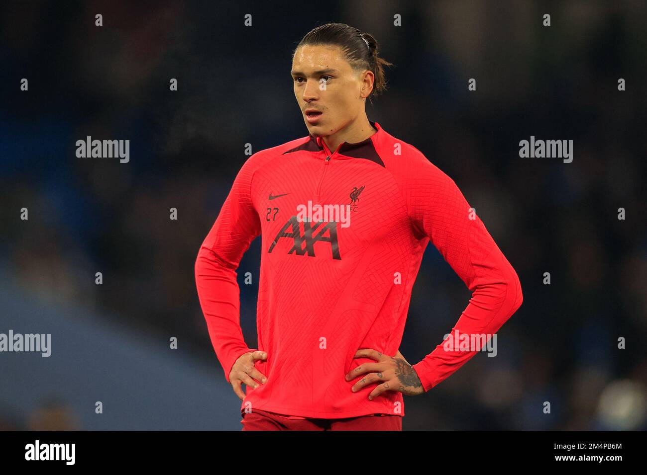 Darwin Núñez #27 of Liverpool during the pre-game warm up ahead of the ...