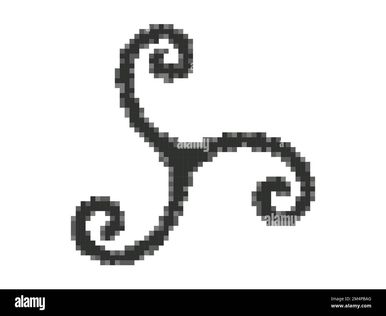 Triskele symbol in pixel style. Pixelated Triskelion isolated on white ...